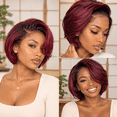 1B99J Color Short Curly Bob Pixie Cut 13x4x1 Lace Front Human Hair Wig ...
