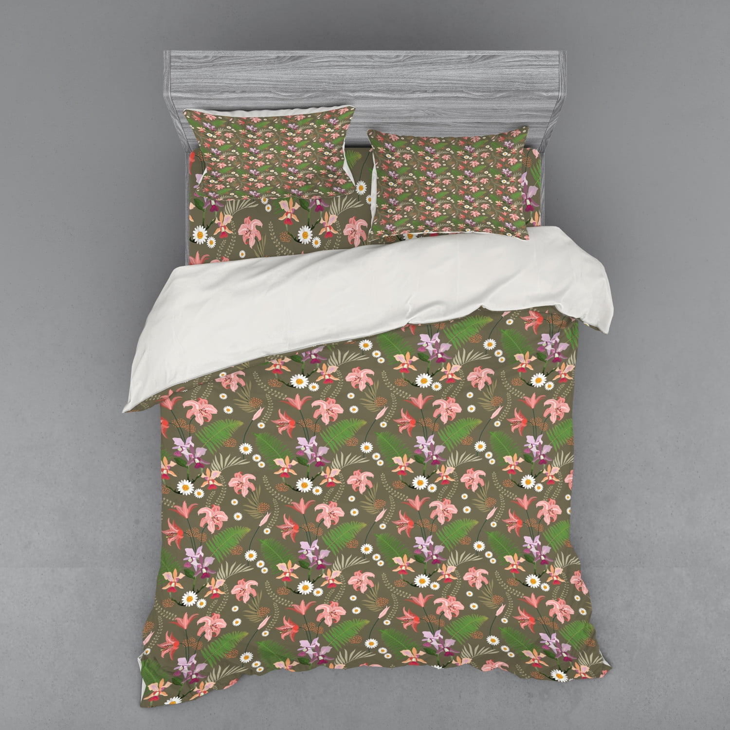 Flower Duvet Cover Set, Ornamental Garden Art Motifs Spring Season ...