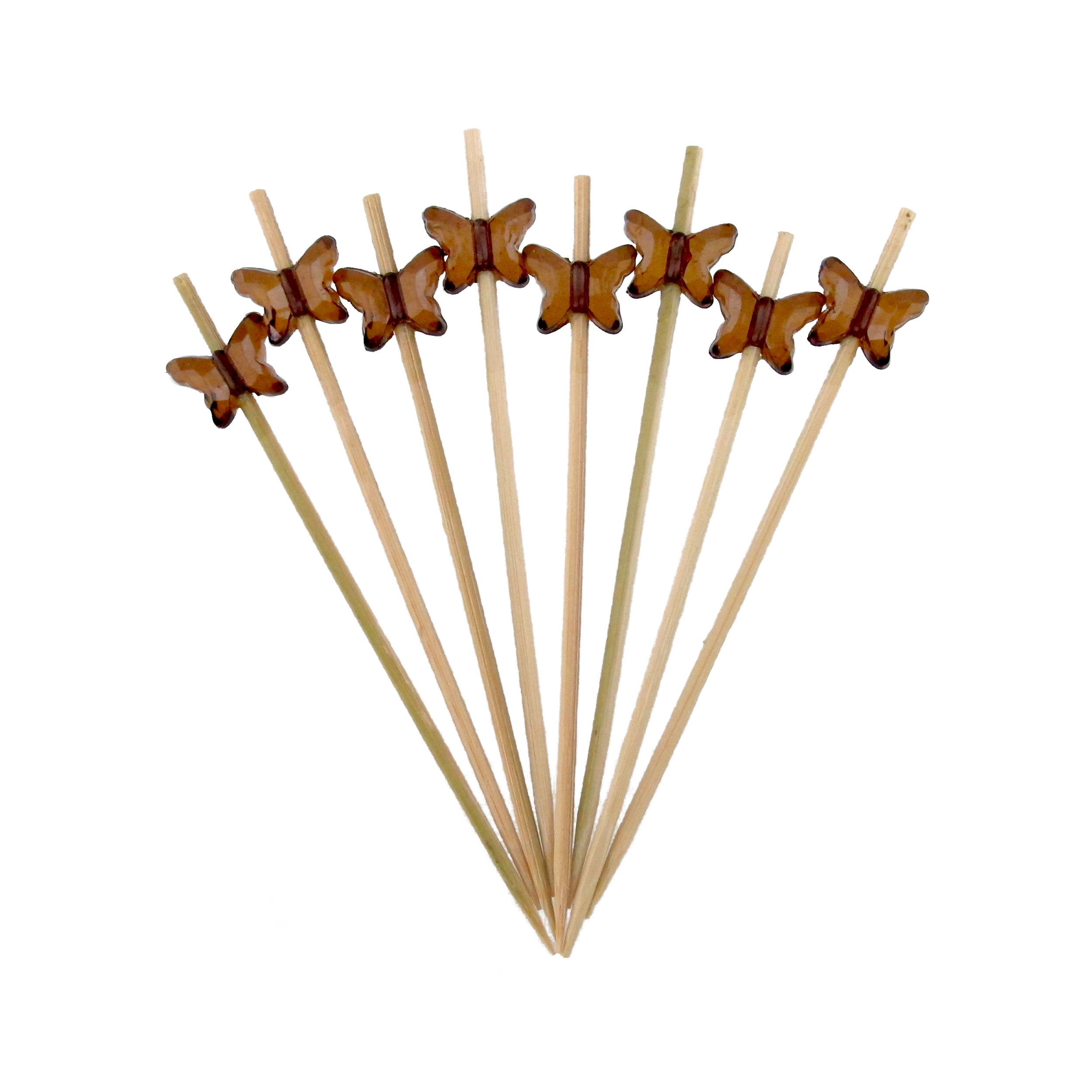 BambooMN Brand - Decorative Acrylic Butterfly End Bamboo Picks 3.9 ...