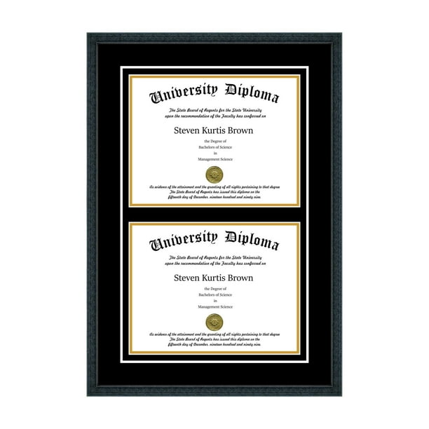 Double Diploma Frame with Double Matting for 9" x 7" Tall Diploma with ...