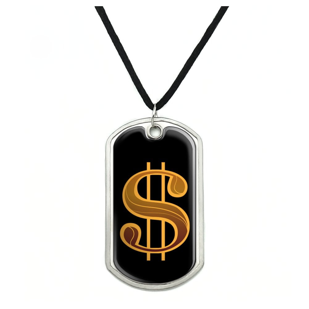 Dollar Sign Symbol Military Dog Tag Pendant Necklace with Cord ...