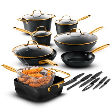 NutriChef 20-Piece Nonstick Kitchen Essential Cookware Set with ...