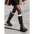 Stylish Women Knee-High Comfortable Platform Round-Toe Side-Zip Boots ...