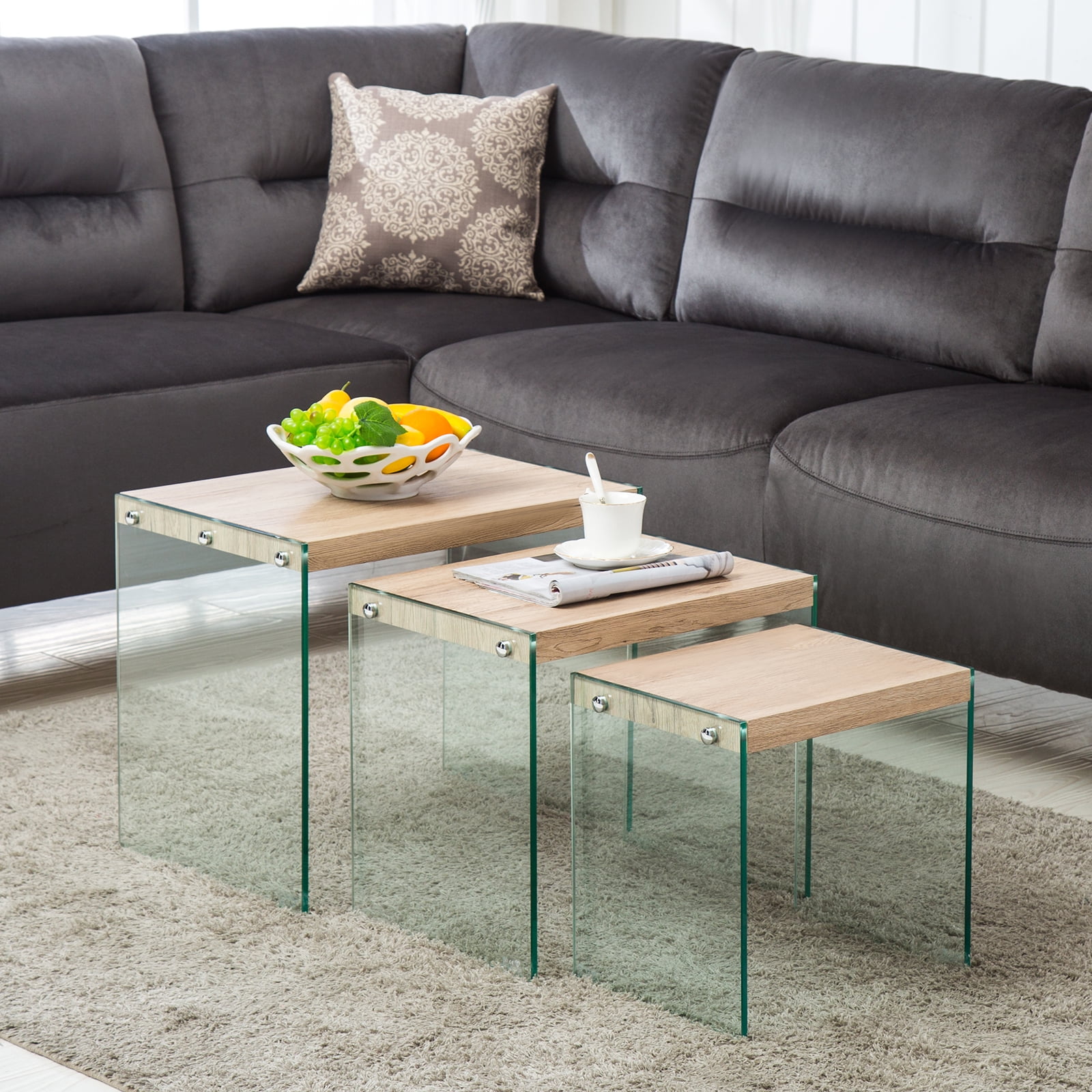 New Nest of 3 Butternut Coffee Table Side /End Table Living Room ...