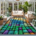 Abstract Colored Plaid Area Rug, Gradient Grid Gemstone Modern ...