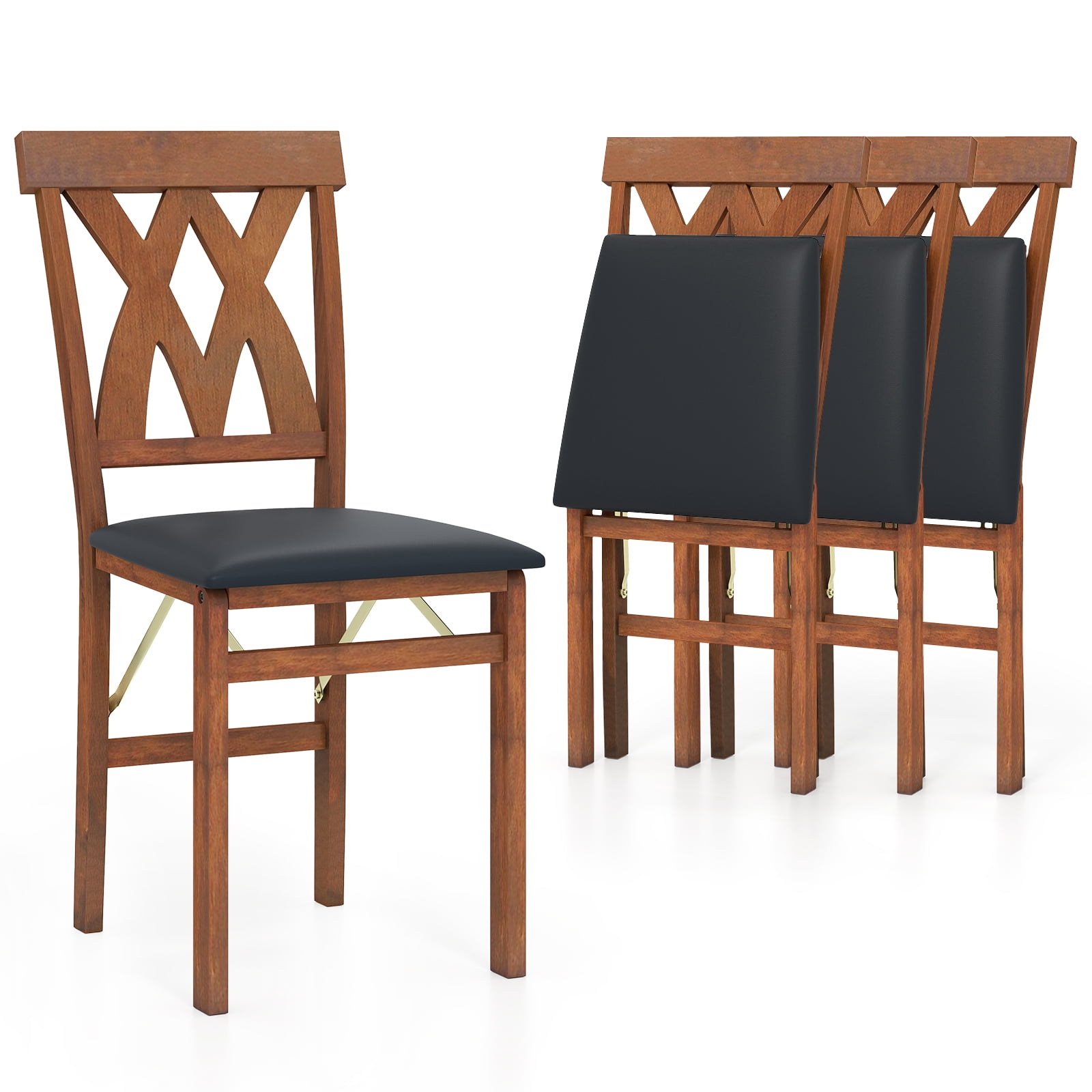 Click here for Patiojoy Folding Wooden Dining Chair Set Of 4 Faux... prices