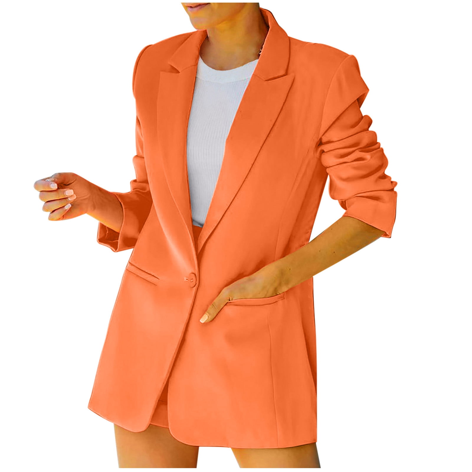 Paiwinds Womens Plus Size Blazer Business Long Sleeve Blazer Work Office Coats Pocket Back