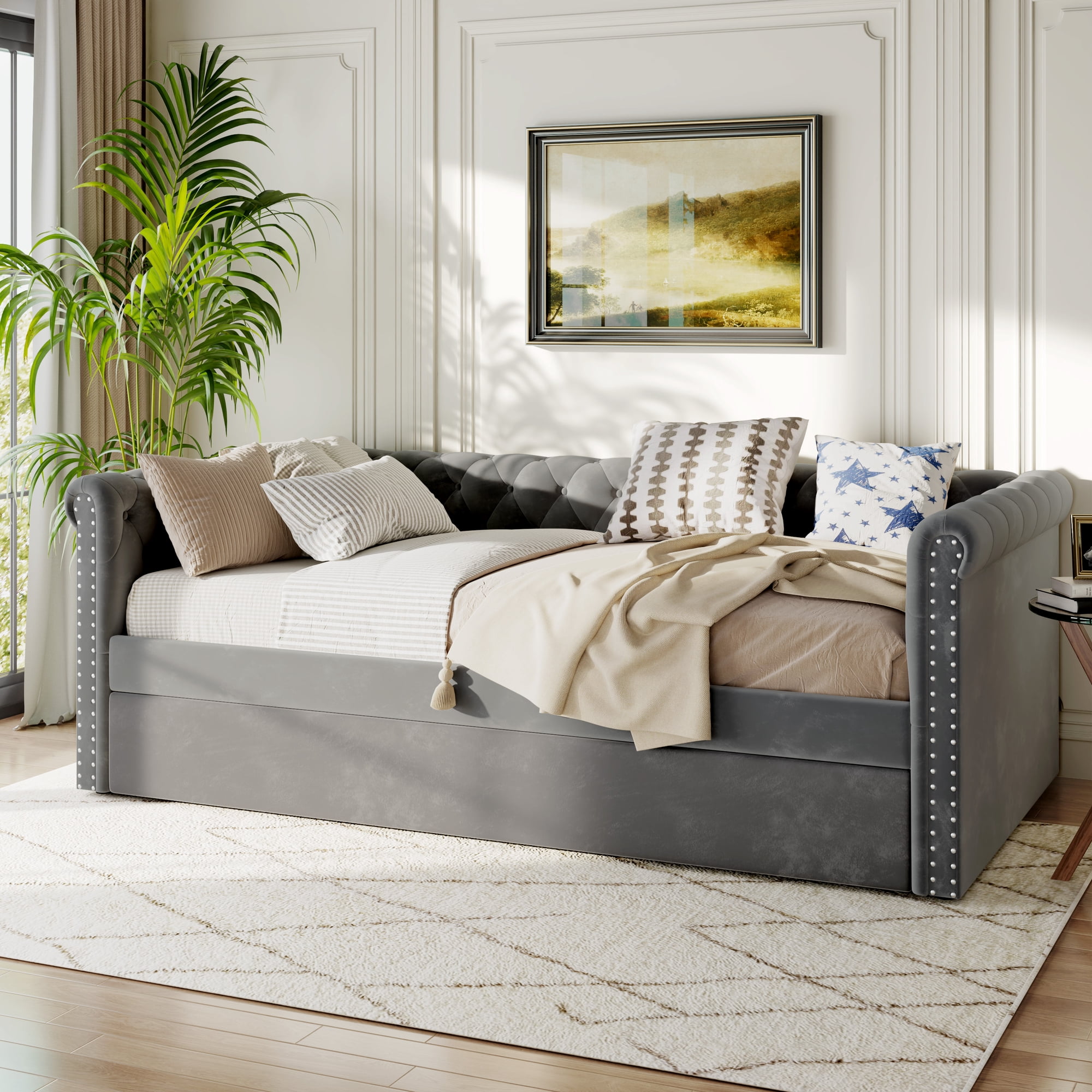 Click here for Noble House Upholstered Daybed With Trundle  Tufte... prices