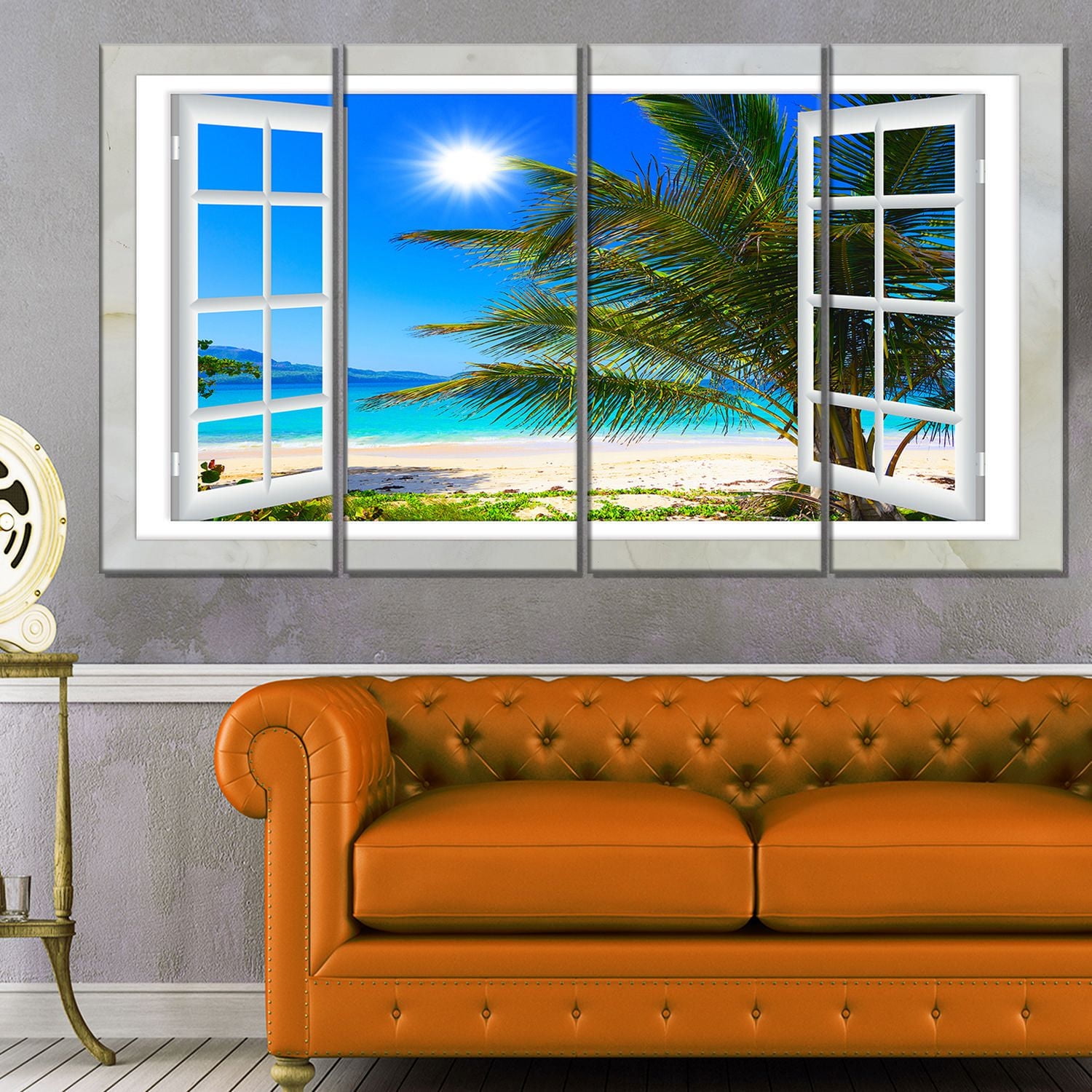 Click here for Designart Design Art Window Open To Beach With Pal... prices
