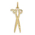 14k Yellow Gold Textured Polished Scissors Charm Pendant Necklace ...