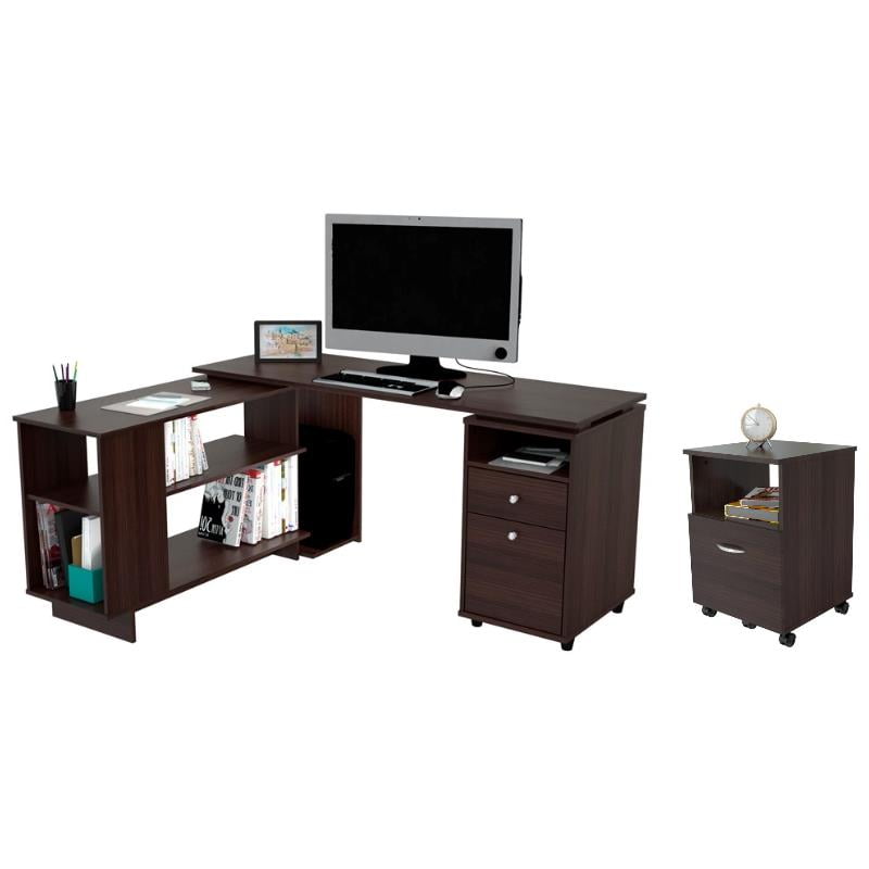 Home Square 2-Piece Set with Reversible Computer Desk & Mobile File ...