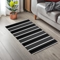 Black White Stripes Door Mat 20x31.5 Inch Modern Minimalist Ink Lines ...