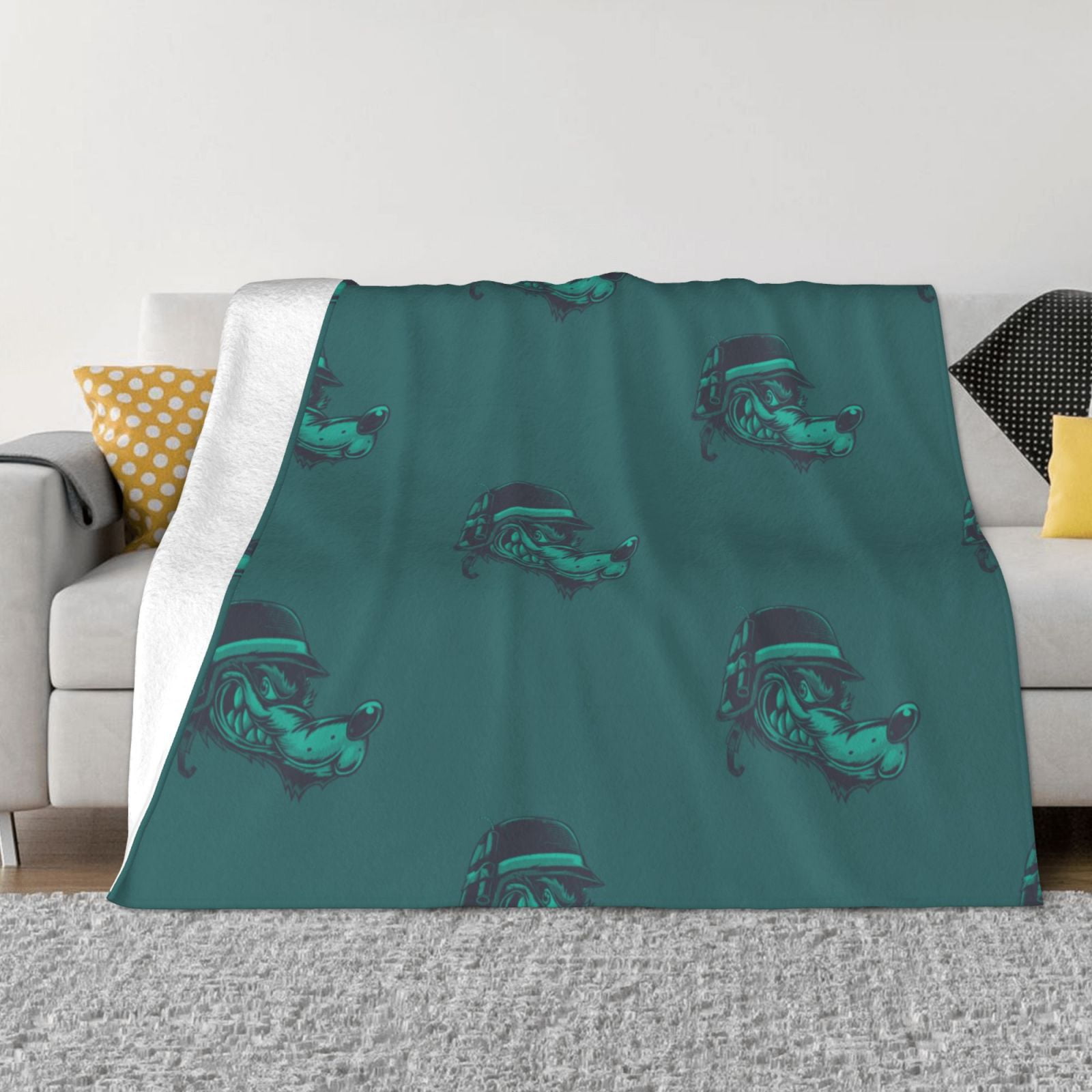 XMXT Throw Blanket, Cartoon Coyote Pattern Green Machine Washable ...