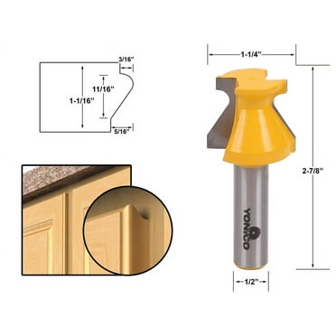 Yonico 3 Bit Raised Panel Cabinet Door Router Bit Set- Bevel- 1/2 ...