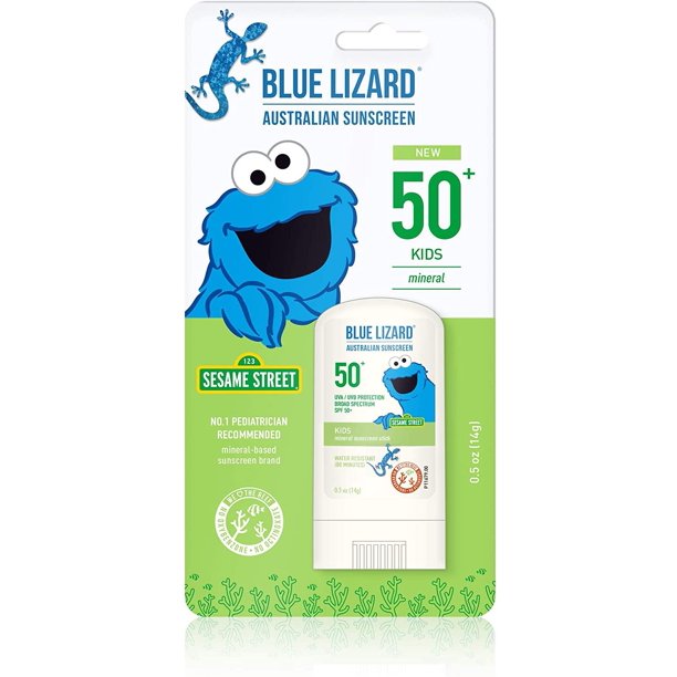 Blue Lizard Kids Mineral Sunscreen Stick, Zinc Oxide SPF50, Unscented ...