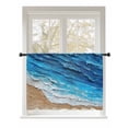 Coastal Ocean Sheer Curtains 45 Inch Long 1 Panel Beach Dark Blue Waves ...