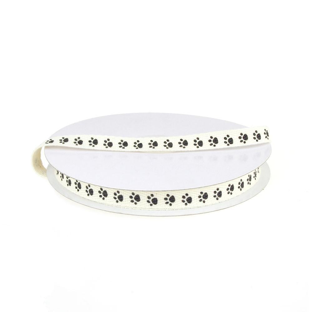 Black Paw Print Print Cotton Twill Ribbon, 3/8-inch, 25-yard - Walmart.com