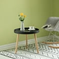 Modern Plastic Round Side Table Accent Coffee Table with Beech Wood ...