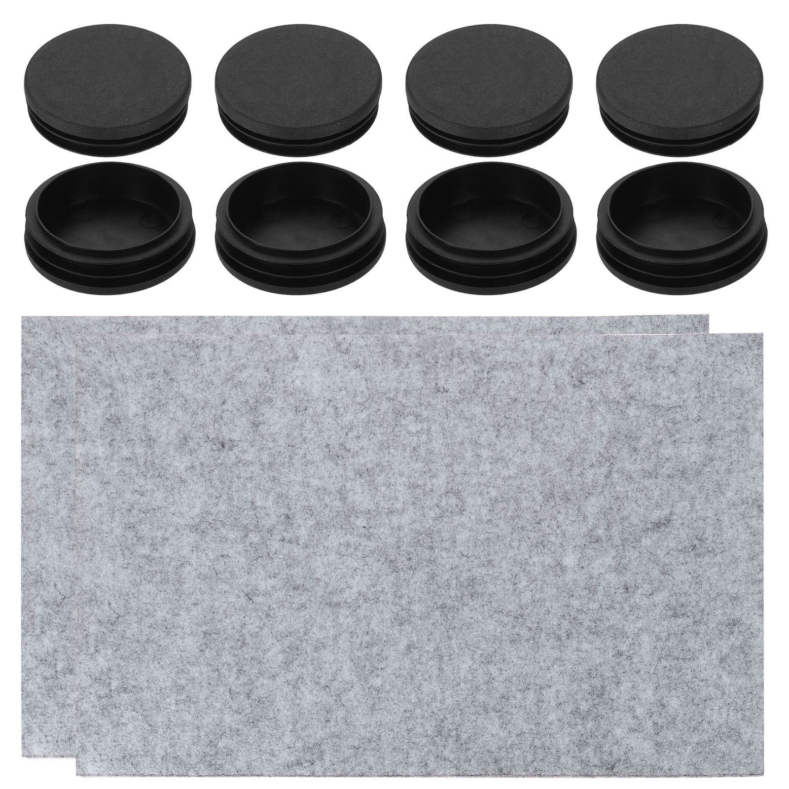 8 Pack Round Plastic Plugs with Furniture Felt Pad, 60mm/2.36" Tubing ...