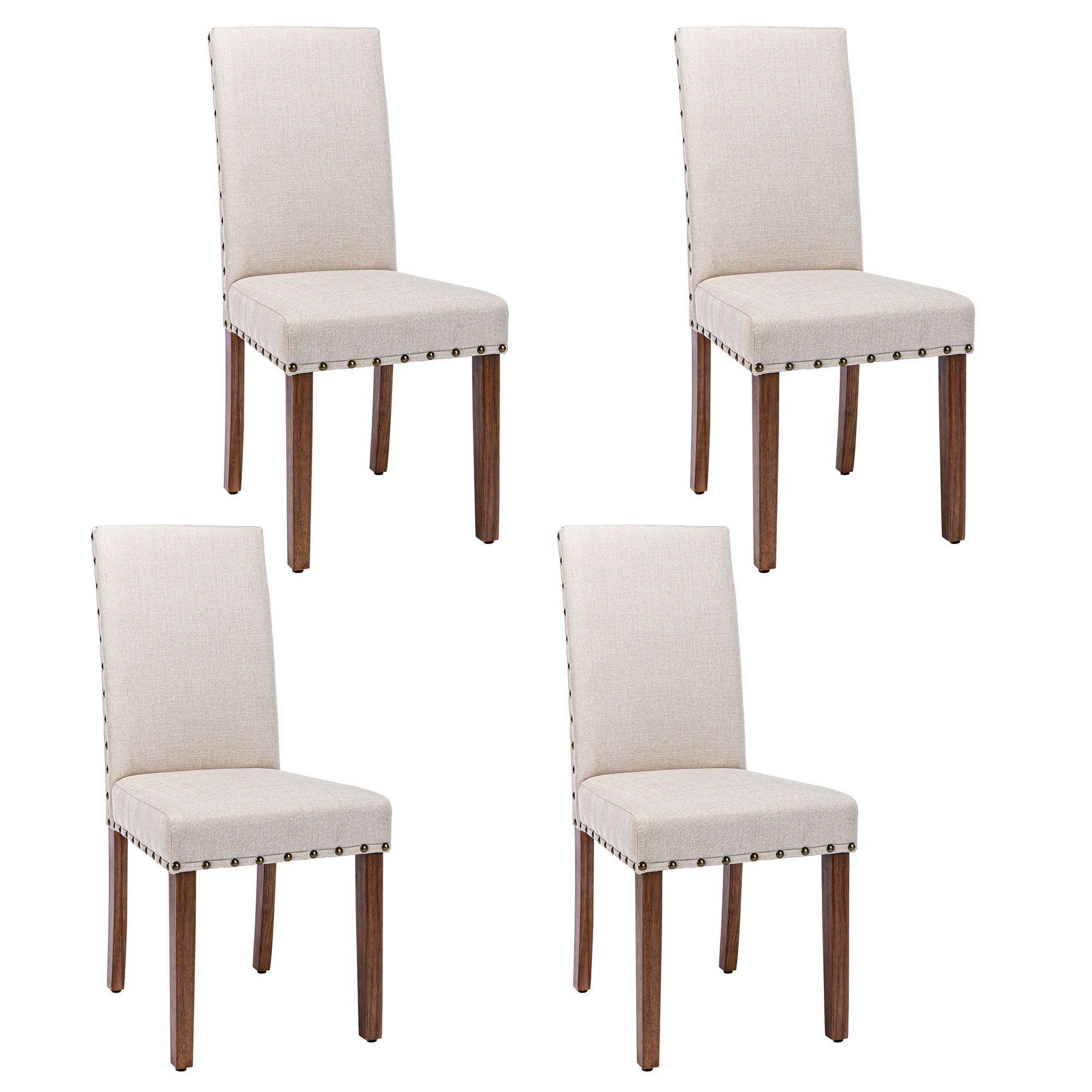 Snugway Handcraft Linen Solid Wood Parson Chair,Dining Chair,Set of 4 ...