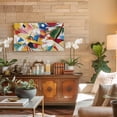 Beige Yellow Geometric TV Cover for 65 Inch Screen, Stretch Fabric ...