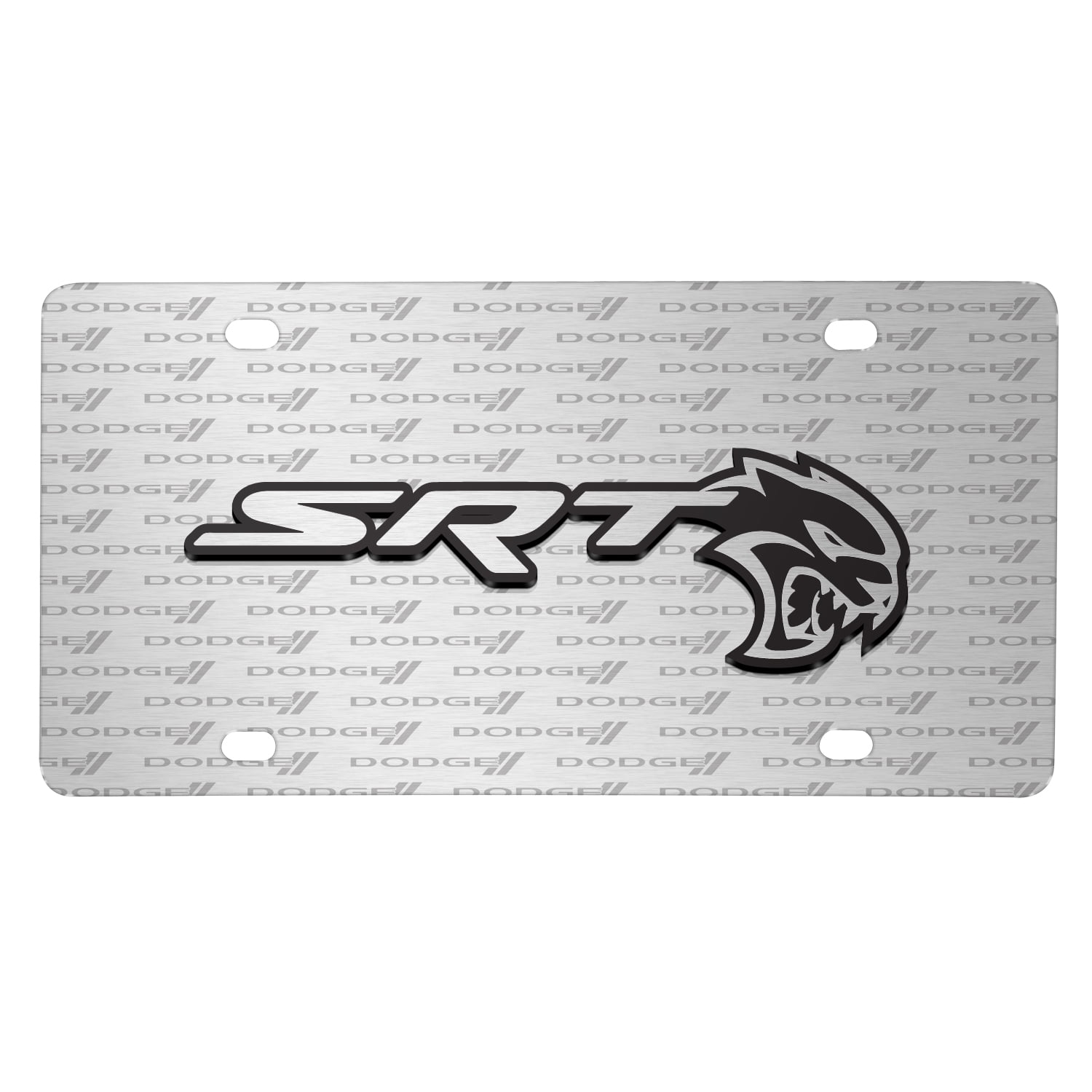 Dodge SRT Hellcat 3D Logo on Logo Pattern Brushed Aluminum License ...