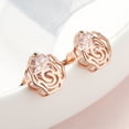 14K Rose Gold Over Sterling Silver Caged Rose Stud Earrings with ...