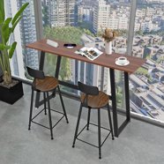 TMS Connection Computer Writing Desk, Natural with Black Metal Legs ...