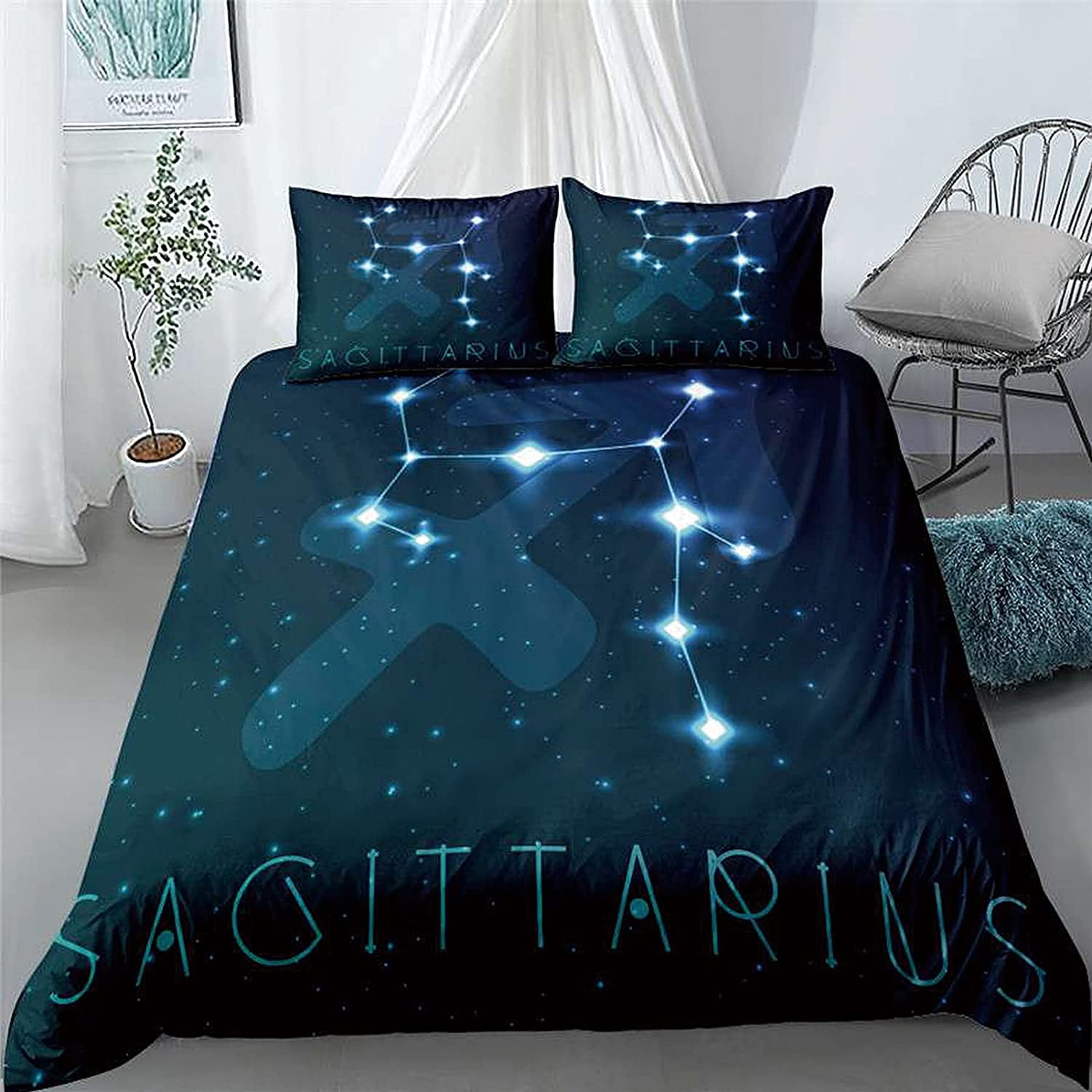 ZHH Twin Size Constellation Printed Duvet Cover Sagittarius Comfortable ...