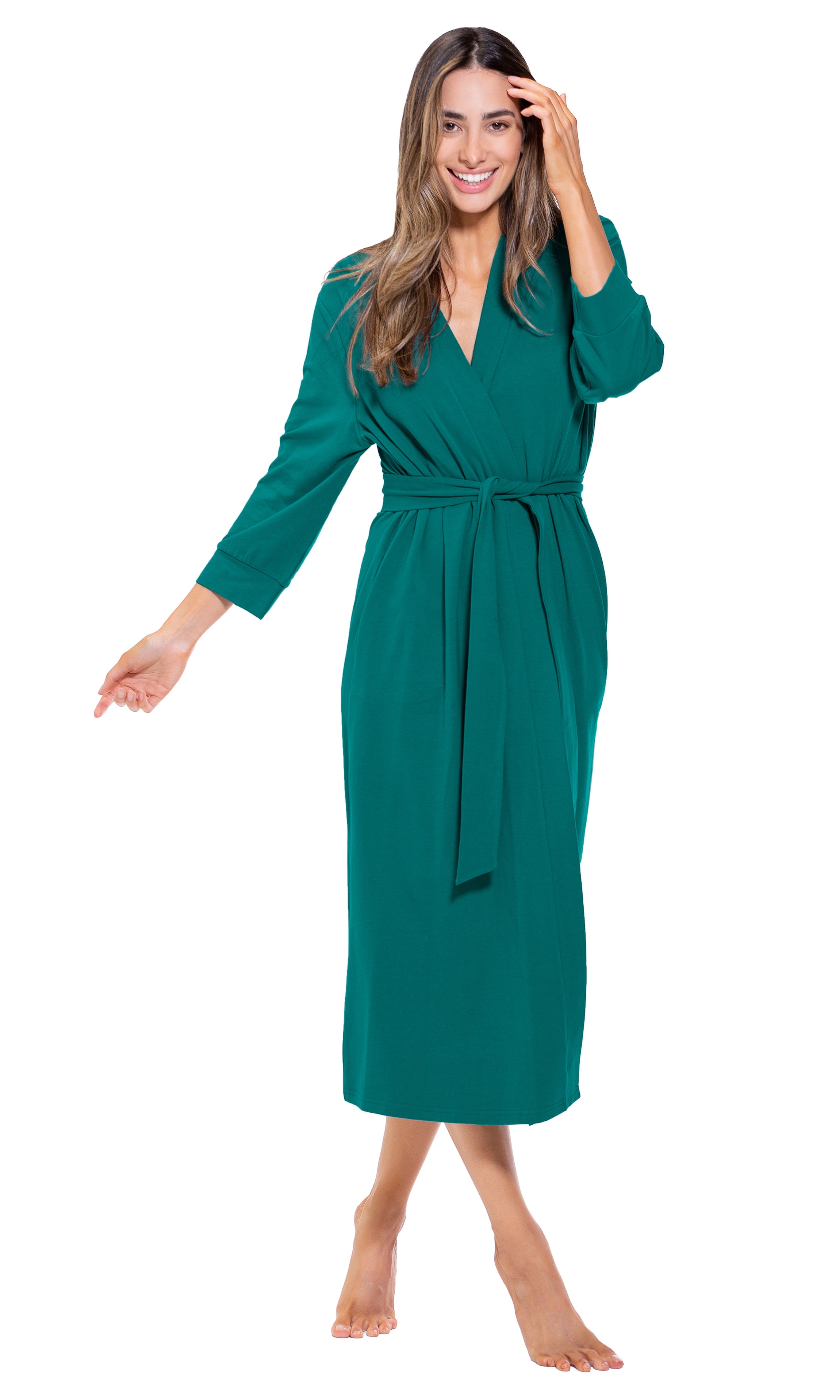 Turquaz Lightweight Kimono robes for Women Cotton Soft Knit robe, Long ...