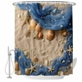 Beach Theme Shower Curtain, Summer Seaside Sand Starfish Pearls Fishing ...