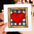 3drose, Farm Style Red Heart on a Black Plaid in an Image of a Wood ...