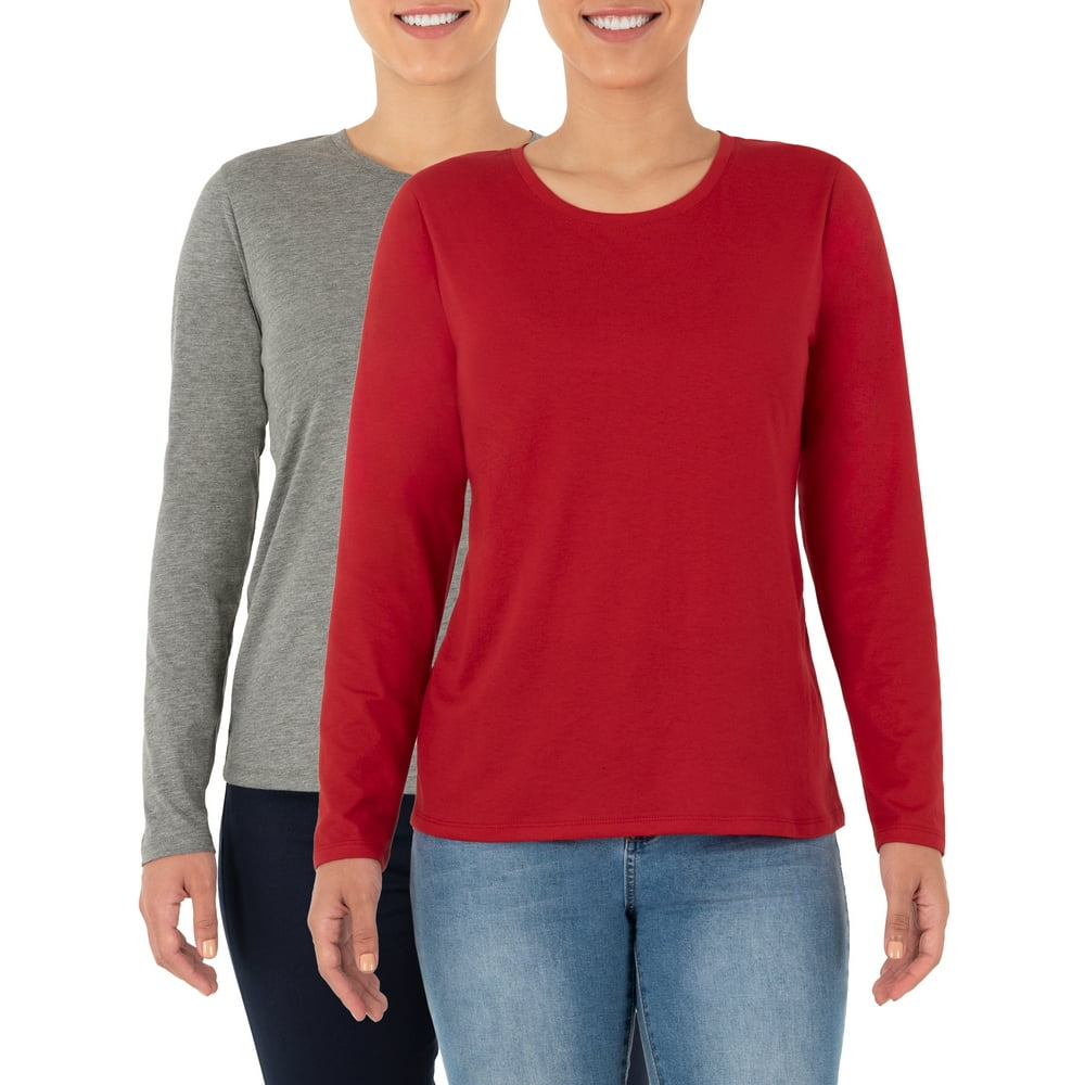 Time and Tru - Time and Tru Women's Essential Pima Cotton Long Sleeve ...