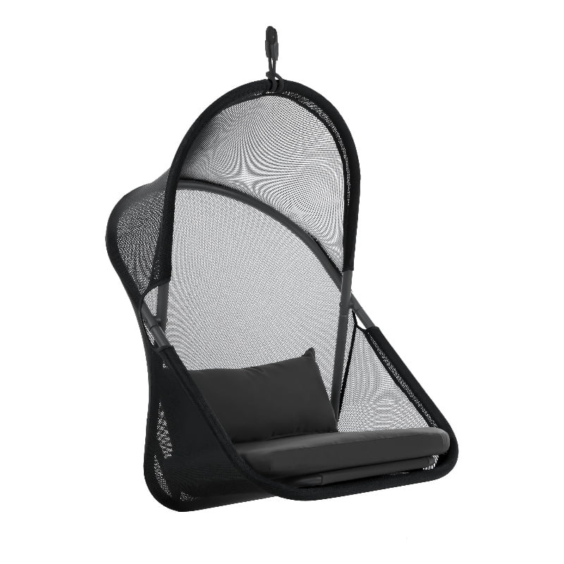 Greemotion Crush Outdoor Foldable Mesh Egg Swing Chair in Black Fabric ...