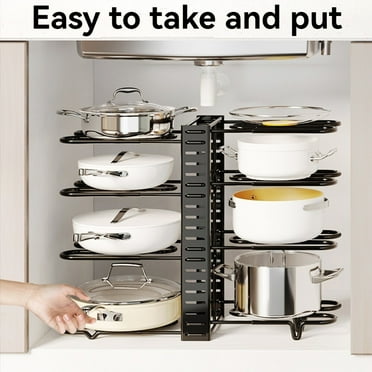 Werseon Pot Organizer Rack 8 Tiers Pots and Pans Organizer, Pot Lid ...