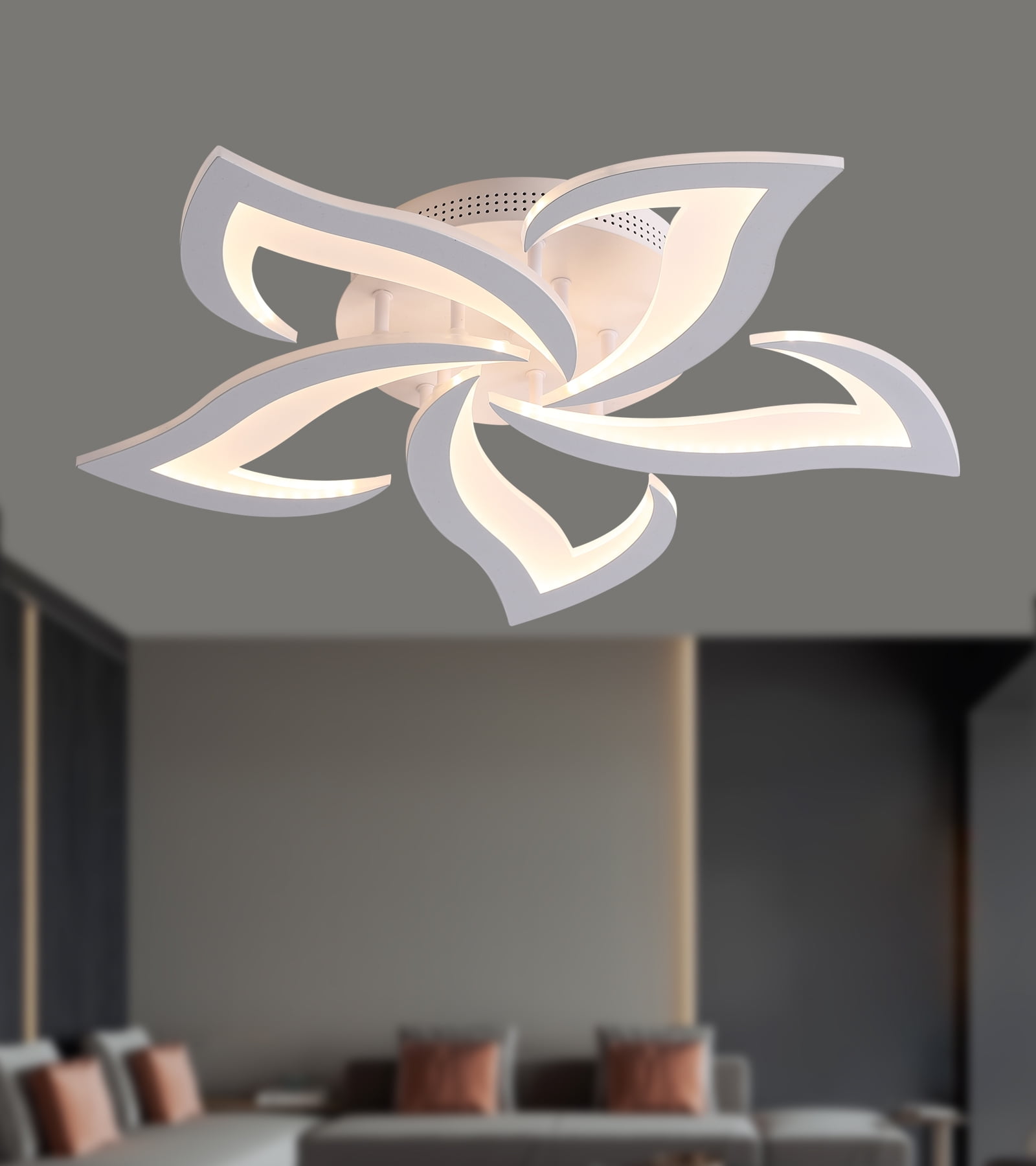 Q&S Modern LED Flower Shape Ceiling Light Dimmable Flush Mount Ceiling ...