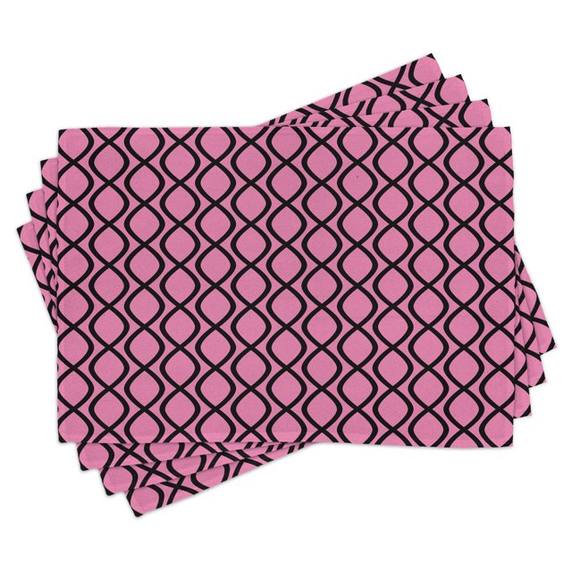 Ambesonne Hot Pink Place Mats Set of 4, Wavy Lines Feminine, Standard ...