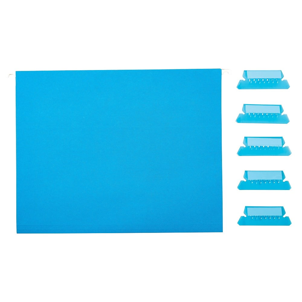 Staples Hanging File Folders 5-Tab Letter Size Blue 25/Box (163501 ...