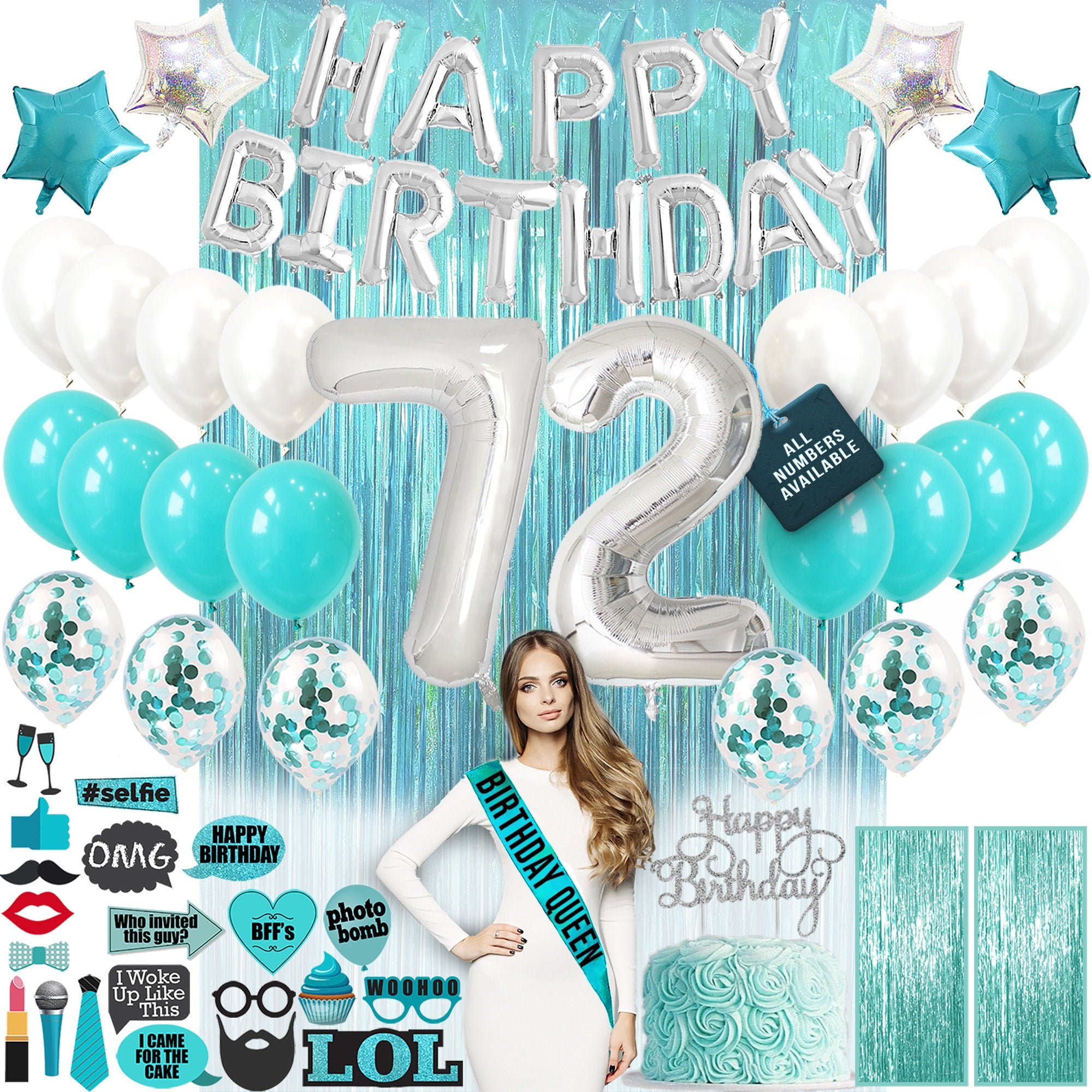 72nd Birthday Decorations, 72nd Birthday Party Supplies, 72nd Birthday ...