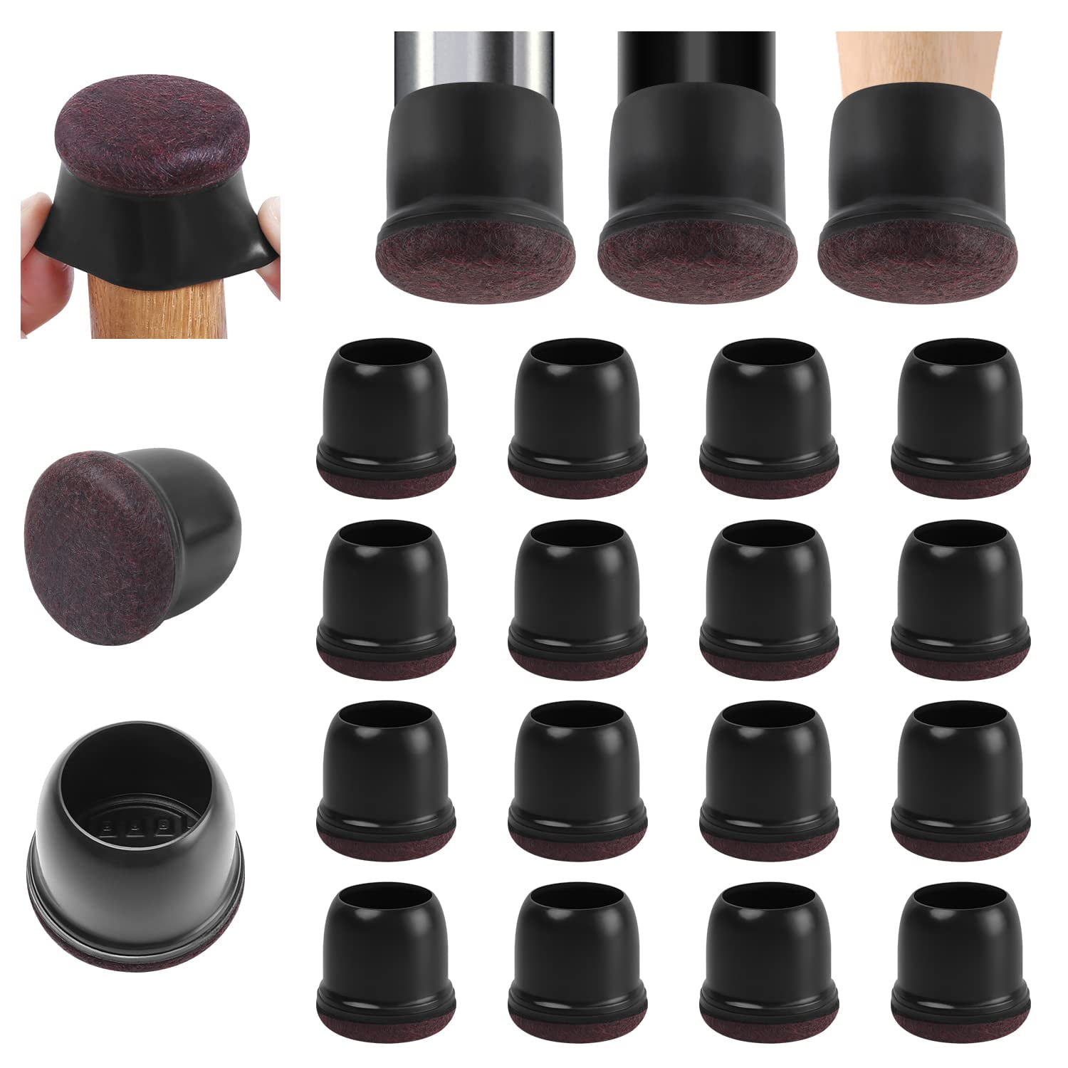 Ezprotekt 24 Pcs Chair Leg Floor Protectors, Silicone Chair Leg Caps ...