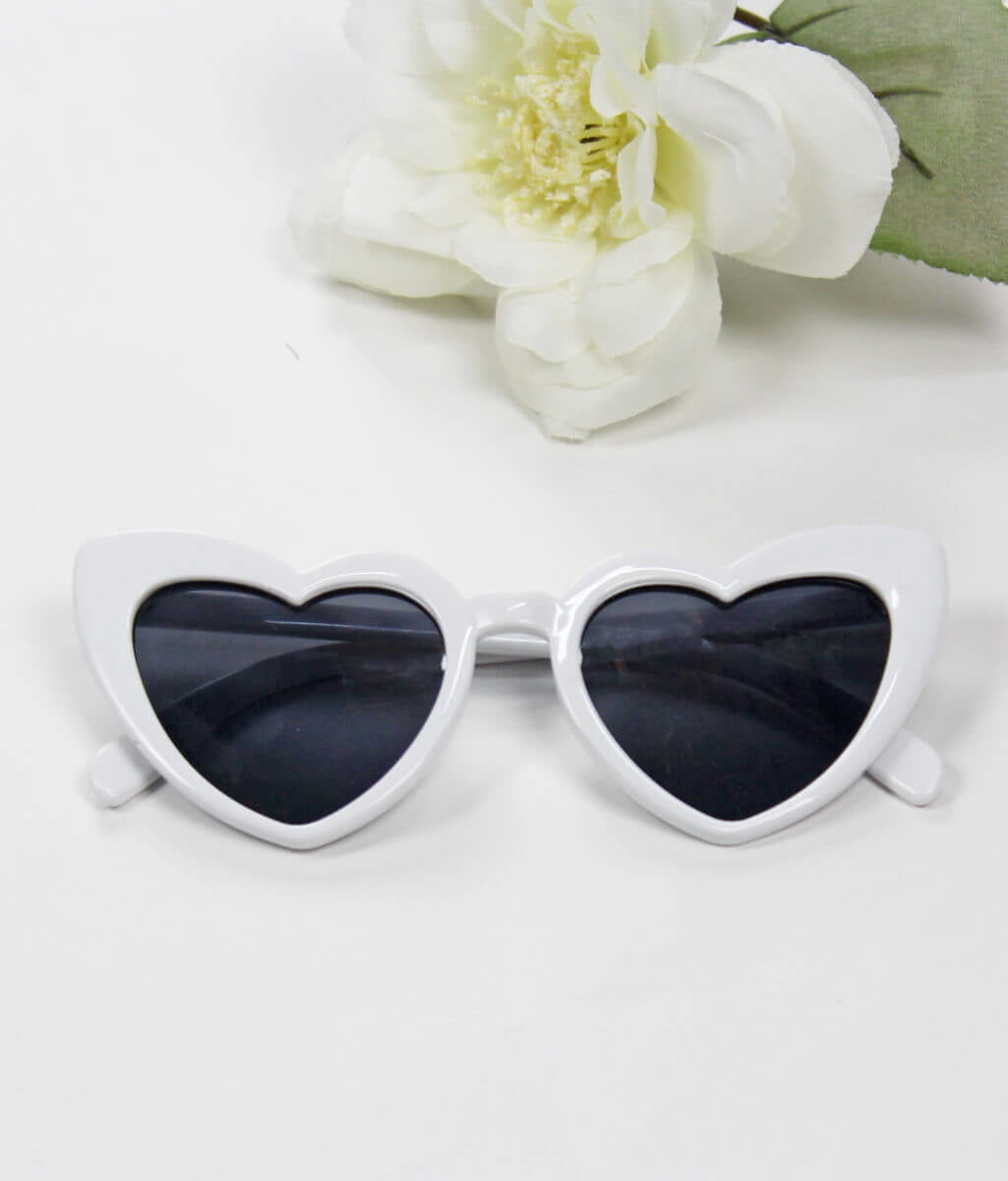 Womens White Heart Sunglasses