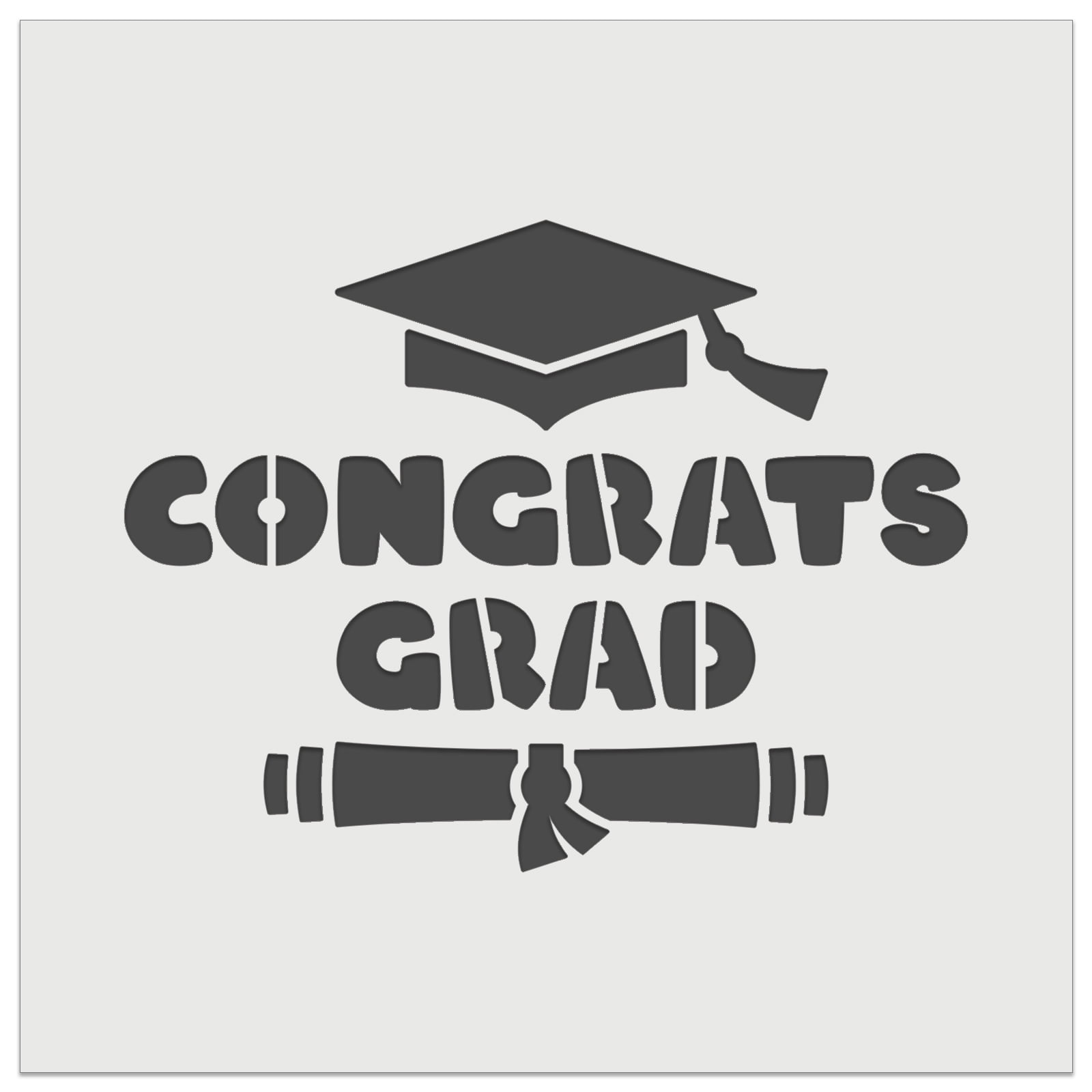 Congrats Grad Graduate Graduation Cap Diploma Diy Cookie Wall Craft Stencil 55 Inch