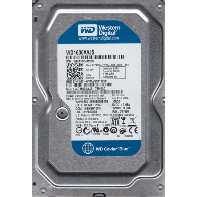 WD1600AAJS-75M0A0, DCM HGNNHTJCH, Western Digital 160GB SATA 3.5 Hard ...