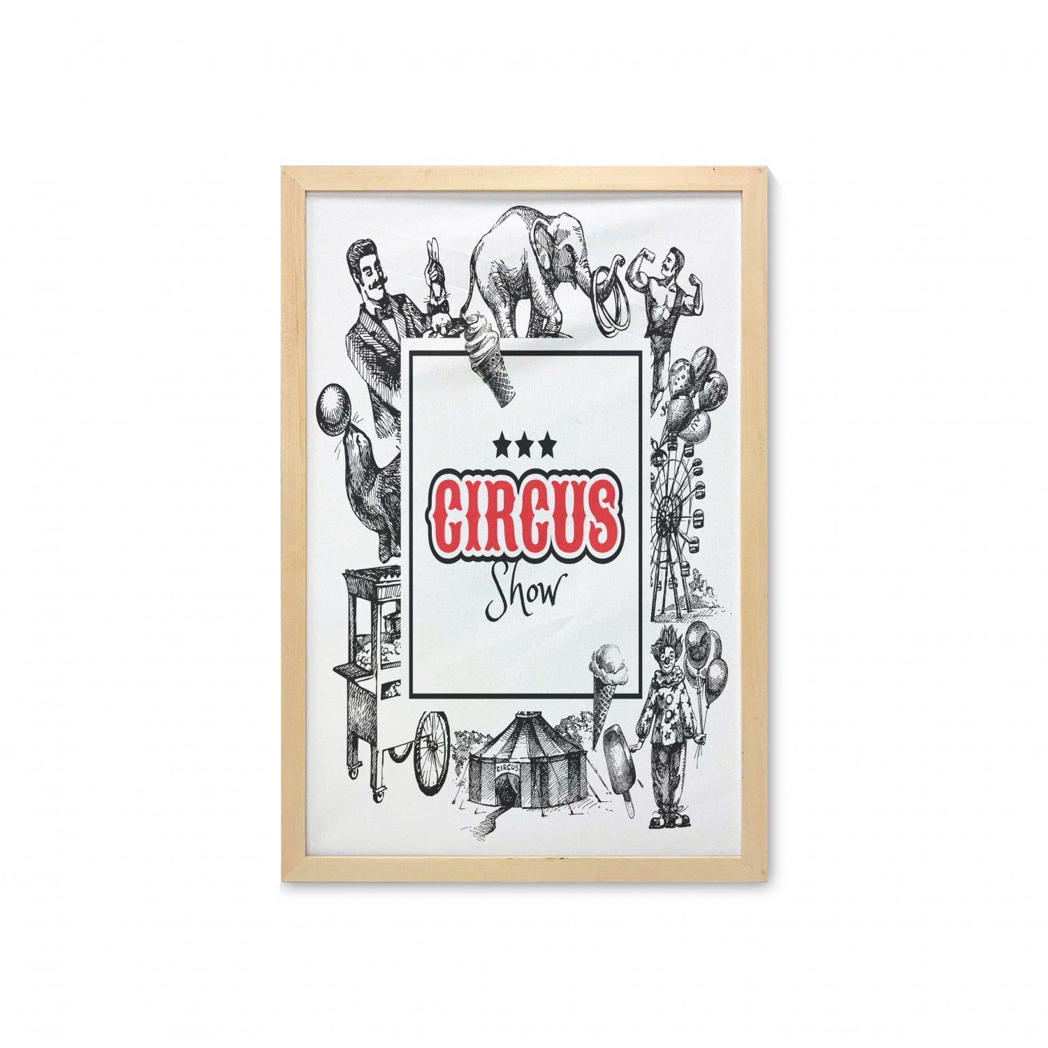 Vintage Wall Art with Frame, Circus Show Logo with Magician Creepy ...