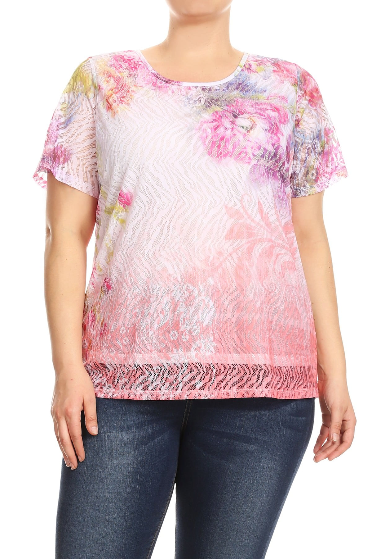 Women Plus Size Lace Top with Inner Layer Blouse Tunic Top Multi 1XL ...