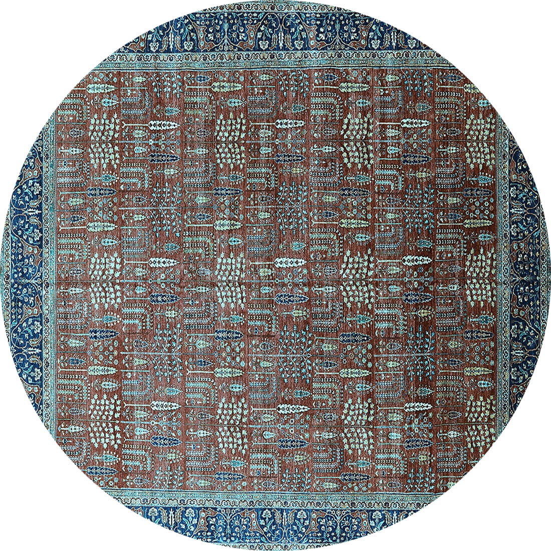Ahgly Company Indoor Round Oriental Light Blue Industrial Area Rugs, 8 ...