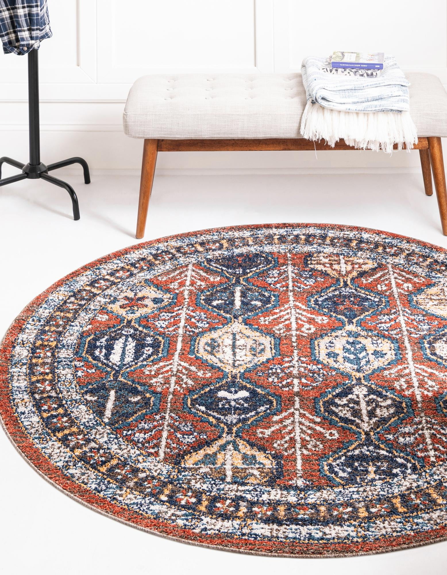 Rugs.com Aramis Collection Rug – 7 Ft Round Rust Red Medium Rug Perfect ...
