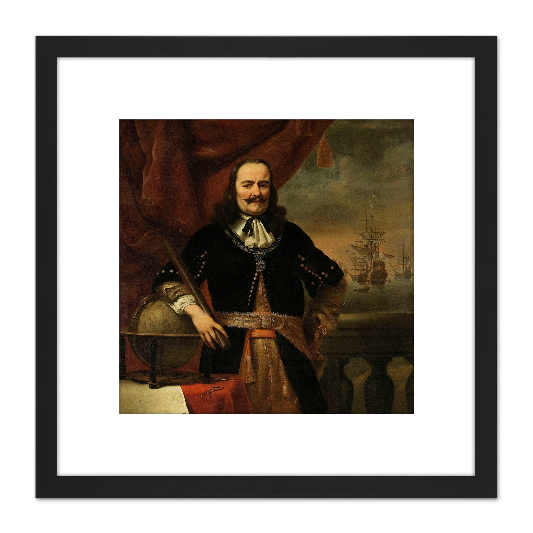 Bol Michiel De Ruyter Lieutenant Admiral Painting 8X8 Inch Square ...