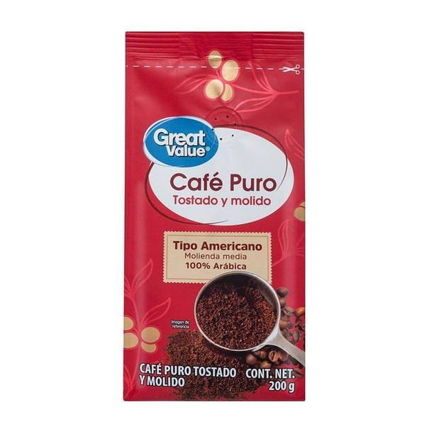 Café puro Great Value tostado y molido 200 g | Walmart en línea