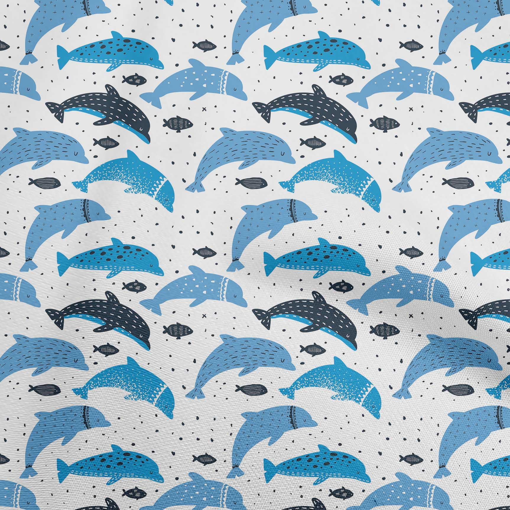 oneOone Silk Tabby Blue Fabric Beach Dolphin Craft Projects Decor ...